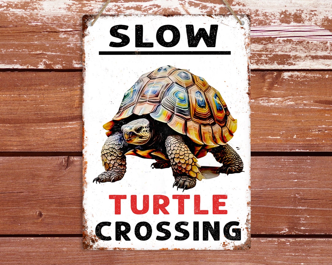 Slow Turtle Crossing Metal Sign: Funny Retro Turtle Wall Art - Etsy