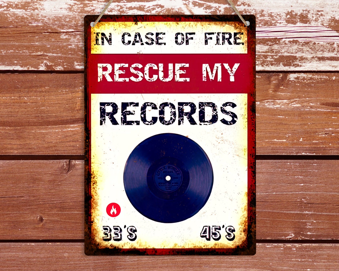 Rescue My Records Metal Sign: Funny Vintage Music Room Decor - Etsy UK
