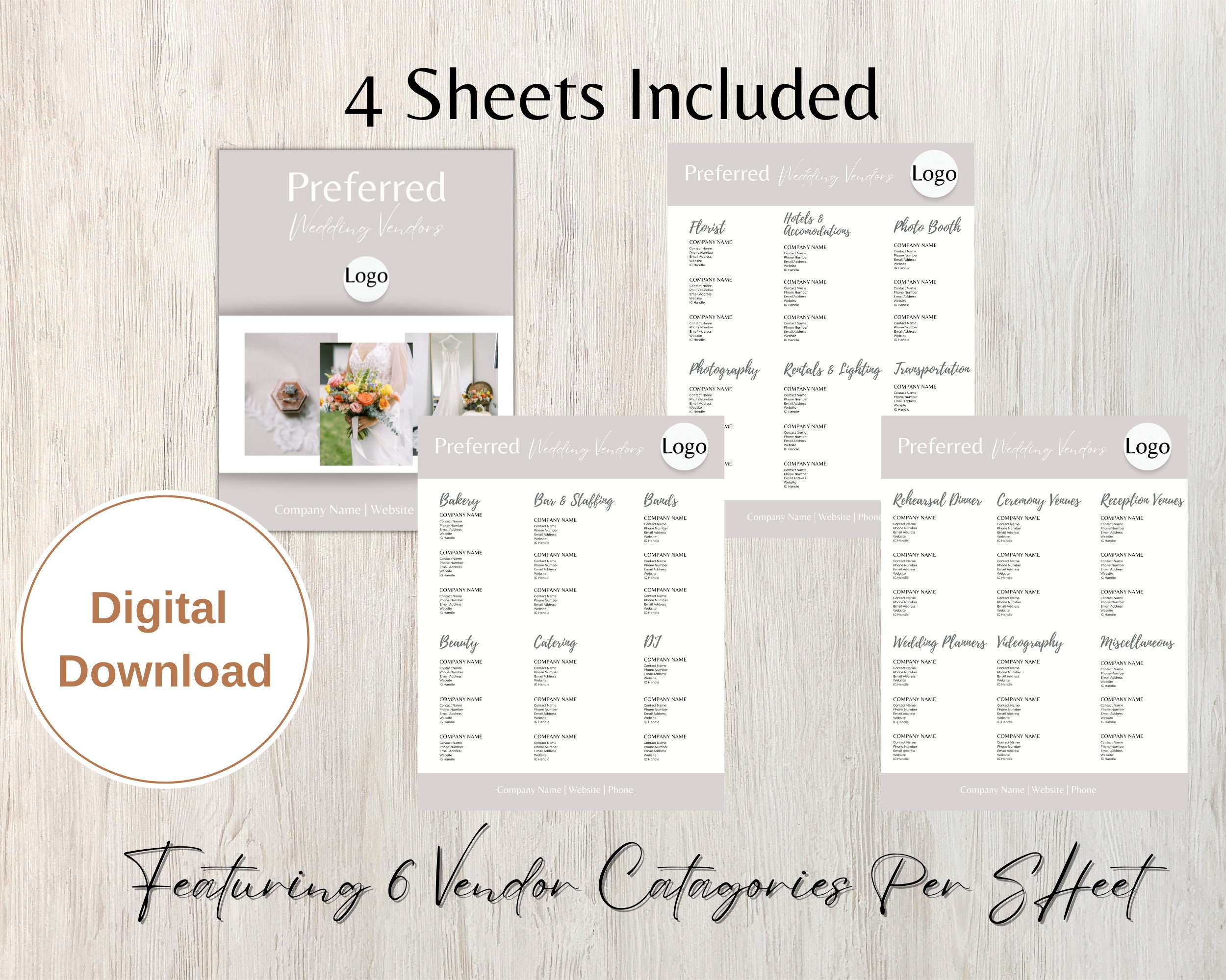 Wedding Vendor List Template | Editable Canva Preferred Vendor Guide ...