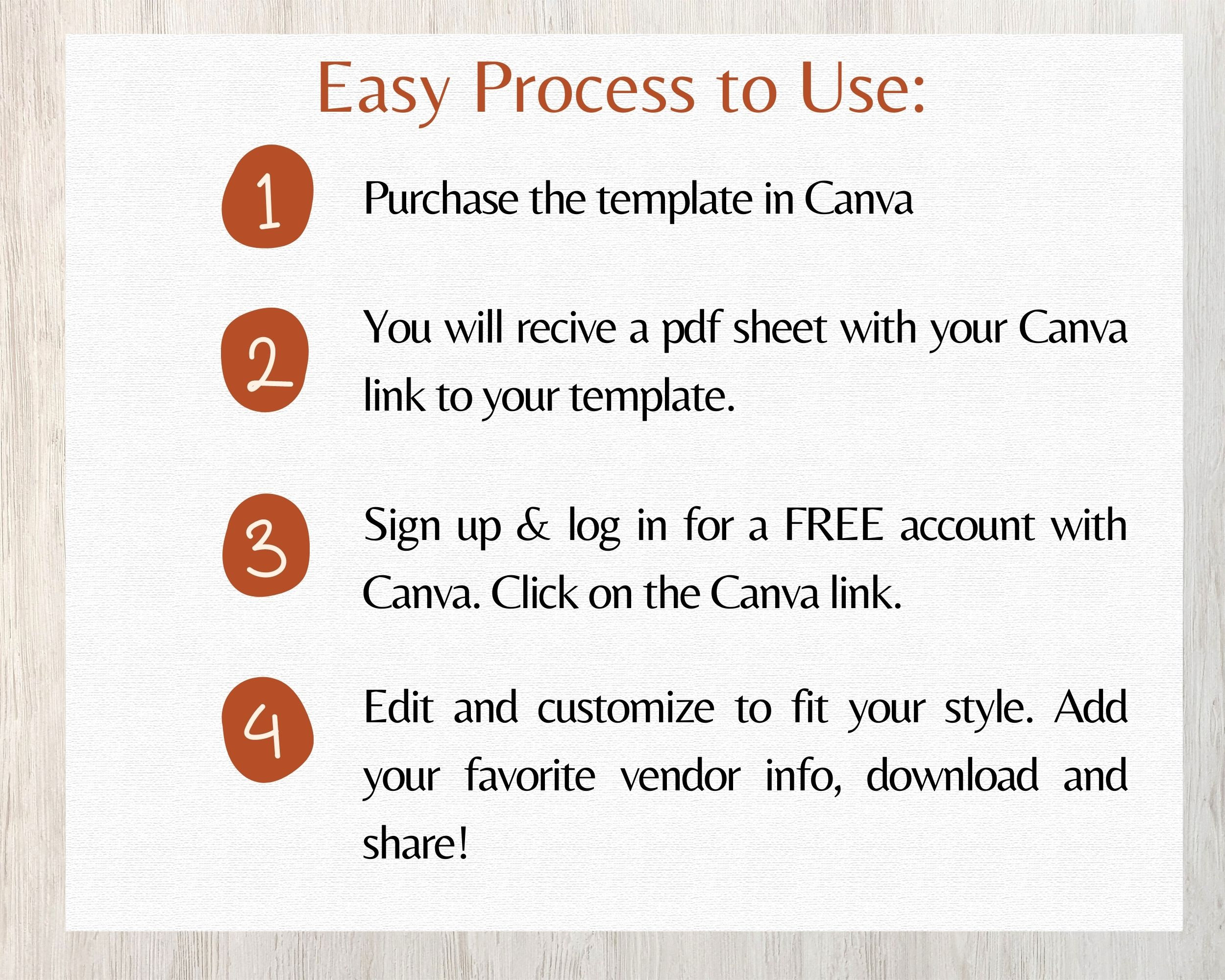 Wedding Vendor List Template | Editable Canva Preferred Vendor Guide ...