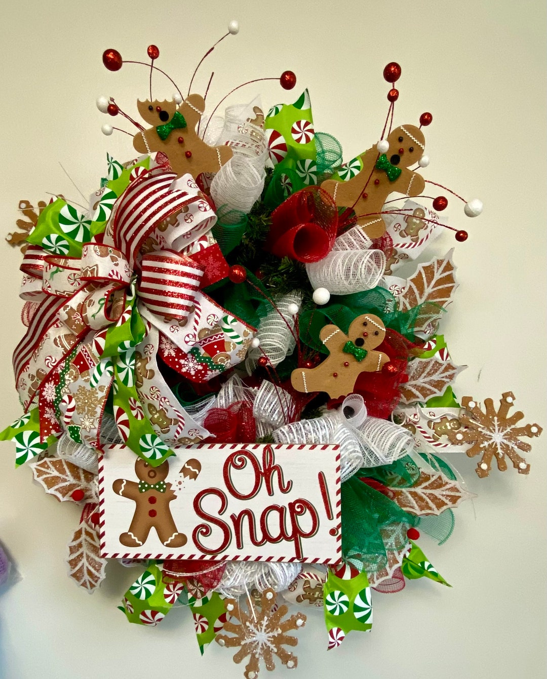 Gingerbread Christmas Door Wreath, Whimsical Holiday Decor - Etsy