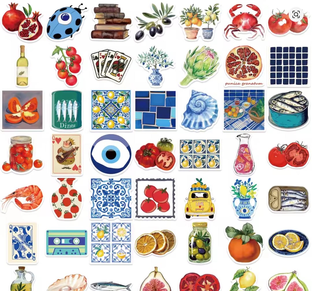 Mediterranean Stickers- 10 Pcs Random Mediterranean Stickers- 10 Random ...