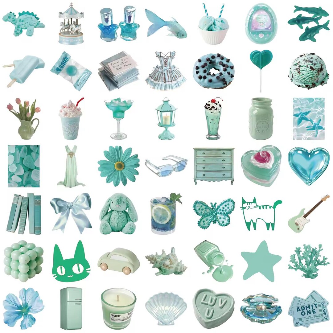 Mint Green Stickers- 10-25-50 Random Mint Green Stickers- Mint Green ...