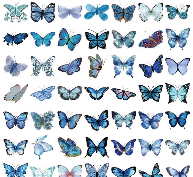 Blue Butterfly Stickers – Waterproof Laptop, Journal Decals (10 Random ...