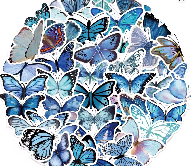 Blue Butterfly Stickers- 10 Random Pcs Blue Butterfly Sticker ...