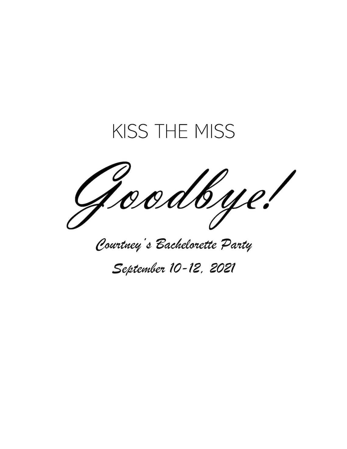 Kiss the Miss Goodbye - Downloadable PDF - Bachelorette/bridal Shower ...