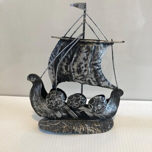 Vintage Metal Viking Ship Set of Three - Etsy