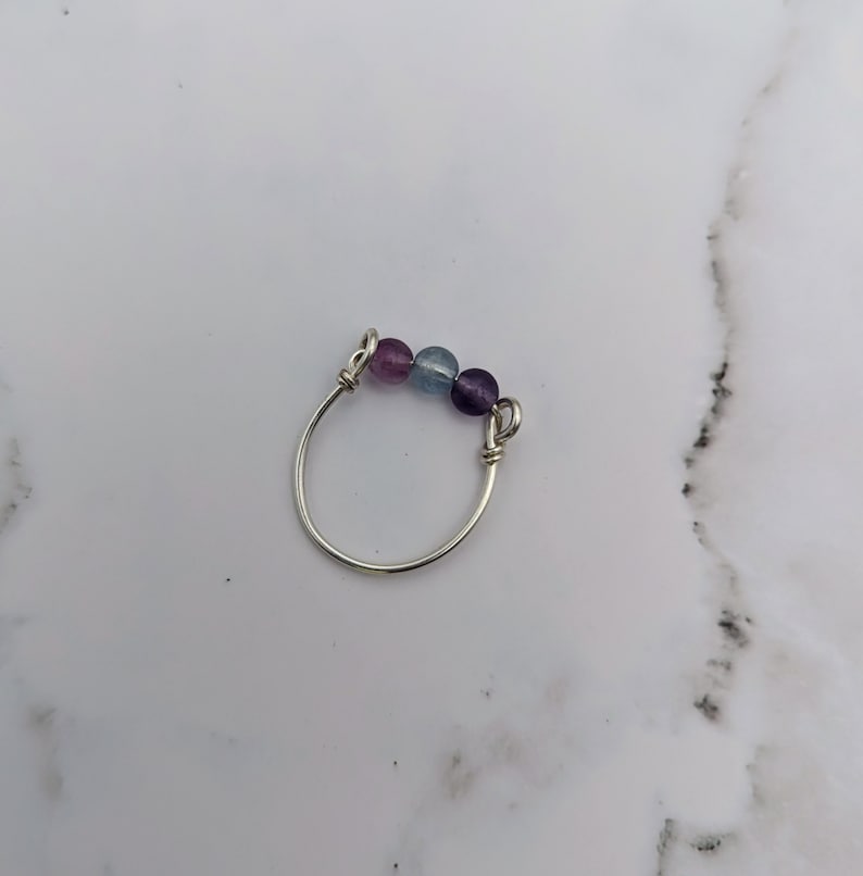 Rainbow Fluorite Crystal Sterling Silver Wire Wrapped Fidget Ring - Etsy