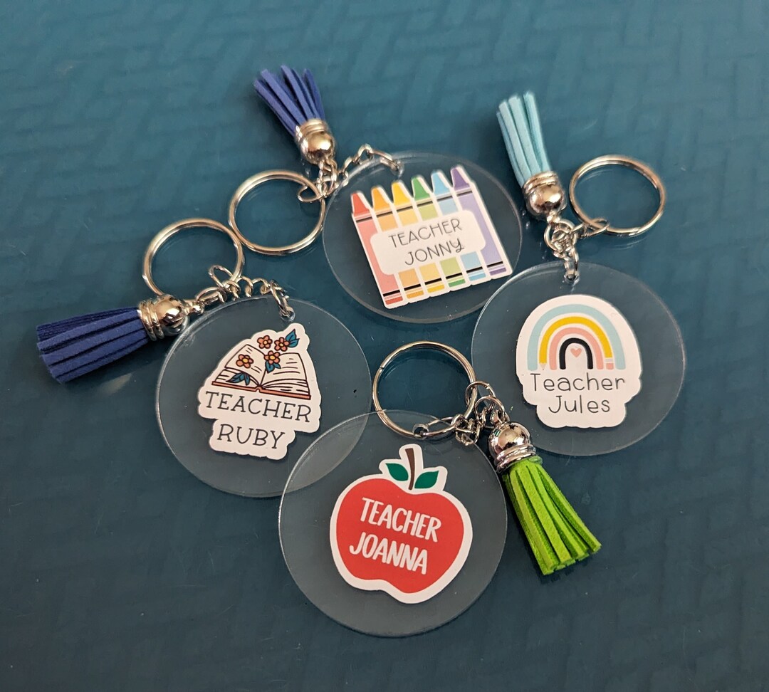 Teacher Monogram Keychains Teacher Appreciation Lanyard Badge ID Card ...