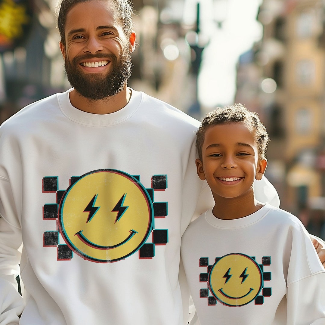 Kids 3D Smiley Face Sweatshirt Birthday Gift for Kids Checkered Happy ...