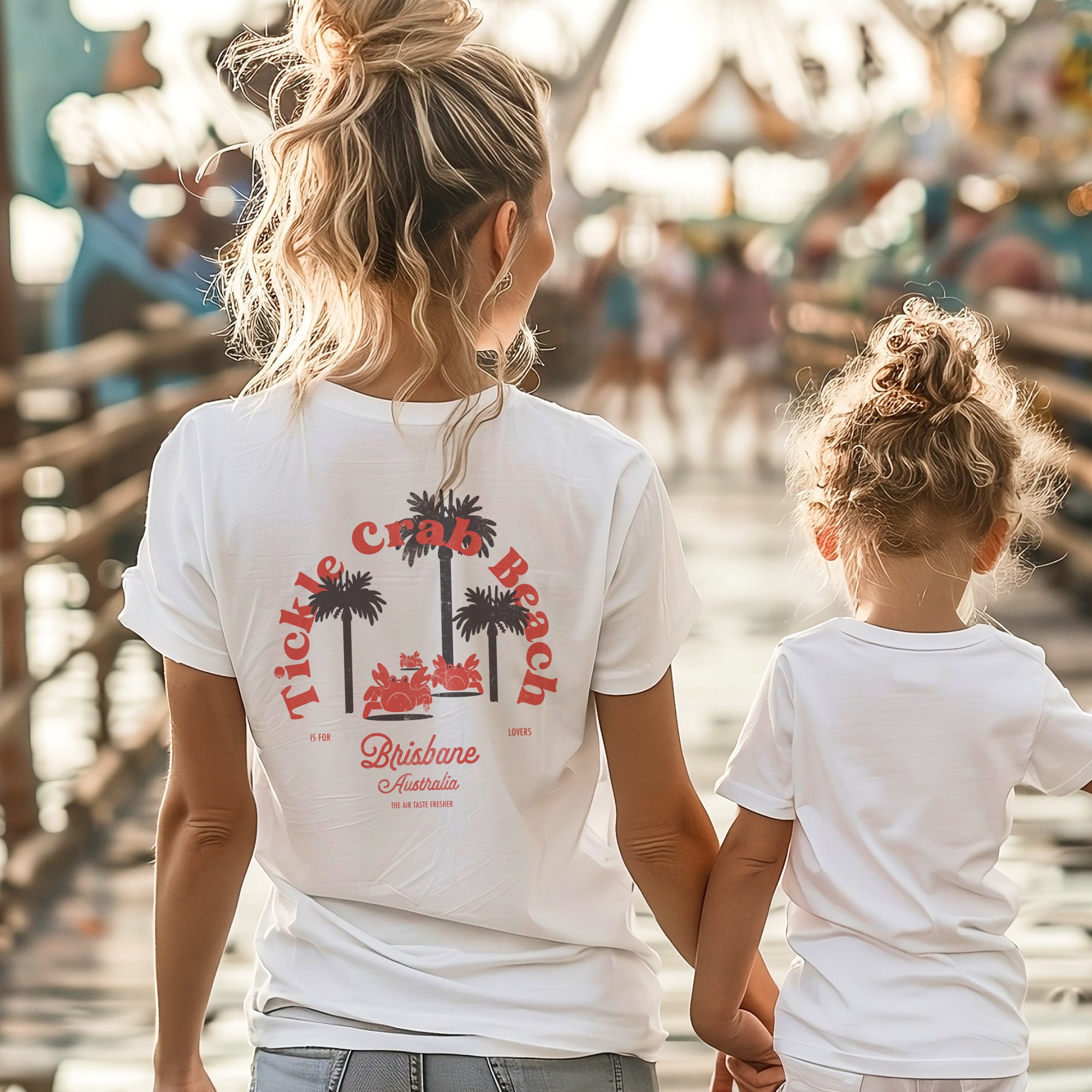 Adult Blue Dog Shirt Tickle Crab Beach Blue Cartoon Dad Graphic Tee ...