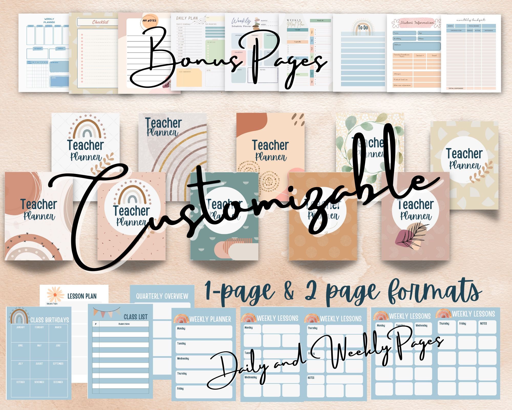 Printable Monthly Calendar and Planner: Boho Themed - Etsy