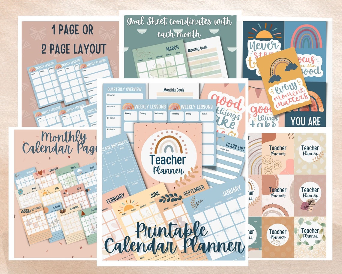 Printable Monthly Calendar and Planner: Boho Themed - Etsy