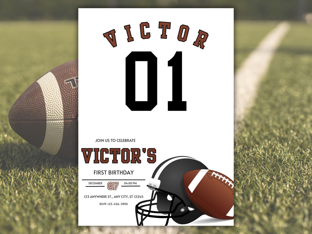 Football First Birthday Invitation: Sports Theme, Editable Template ...