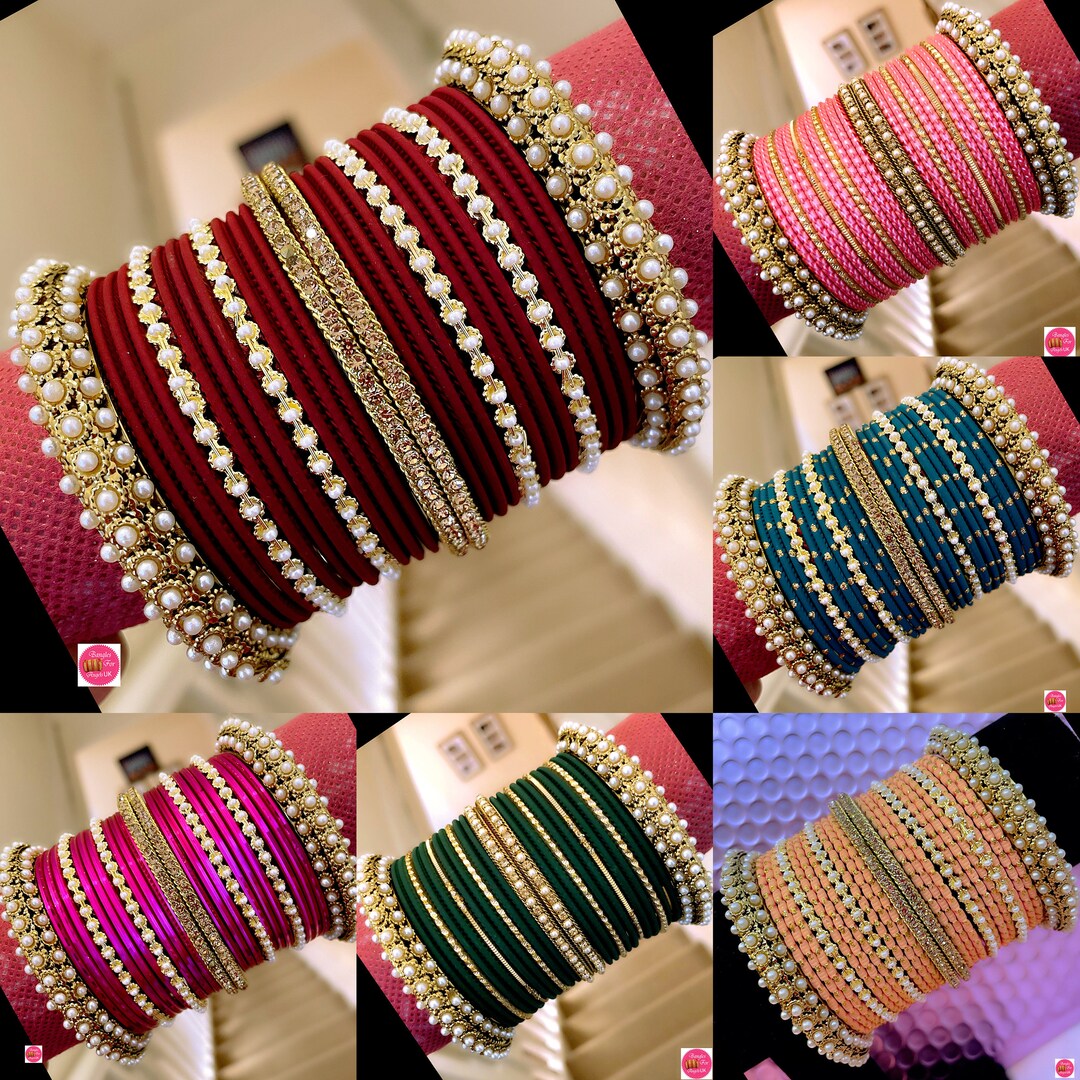 Pearl Bangles Sets Various Colours Indian Pakistani Bangles Set - Etsy