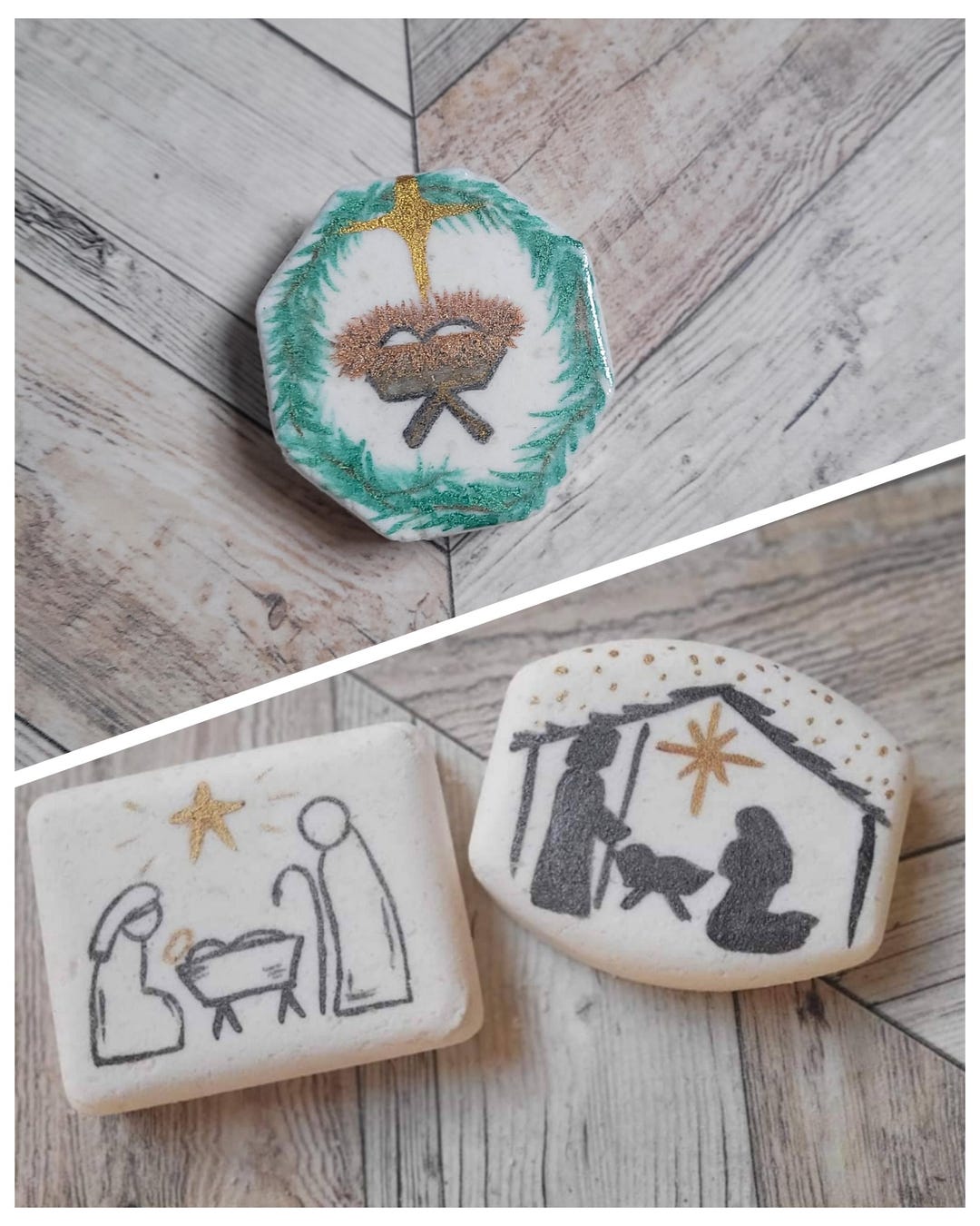 Nativity Scene Christmas Bath Bomb Sensitive Skin Handmade Hand Painted ...