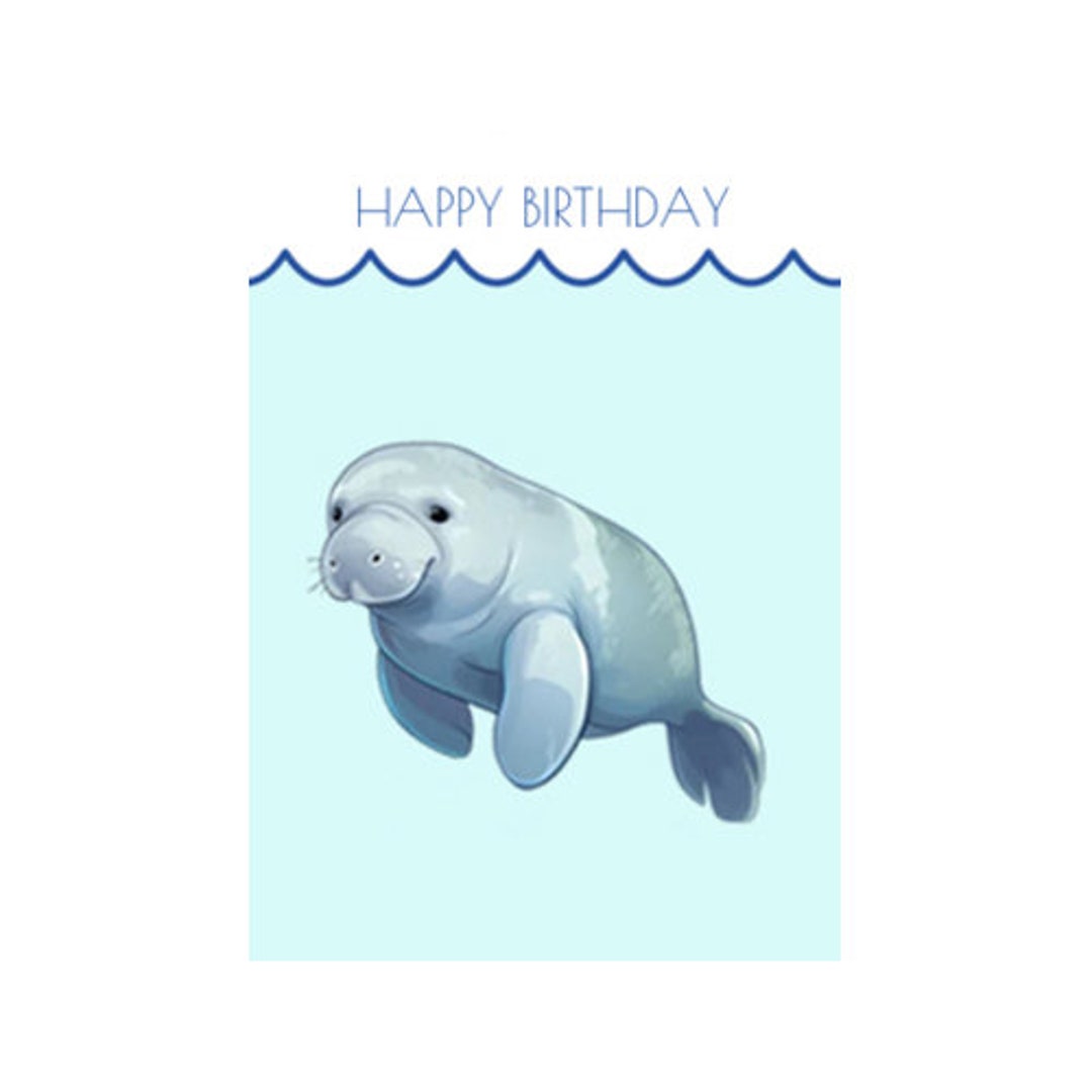 Manatee Birthday Card - Etsy