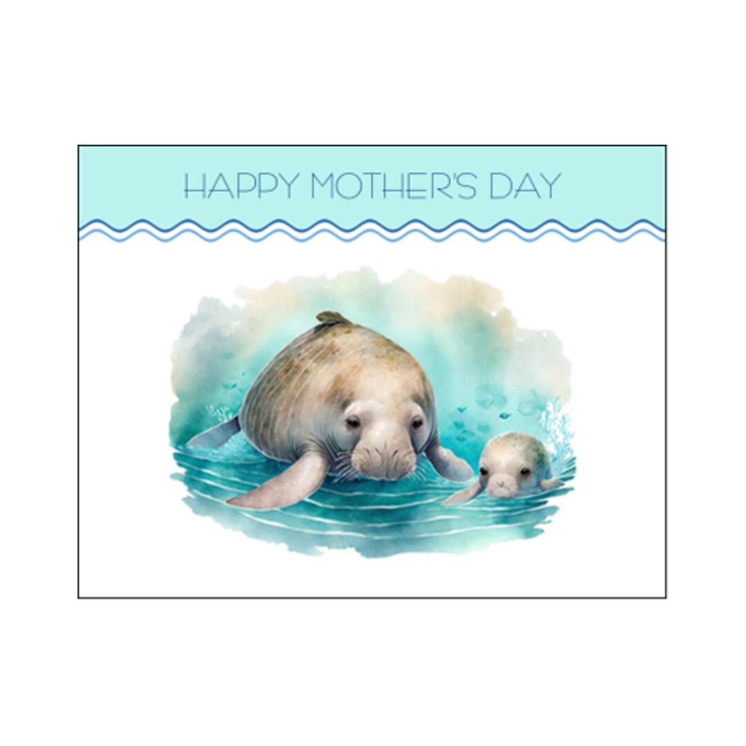 Watercolor Manatee Mother’s Day Card · Watercolor Mother’s Day Card ...