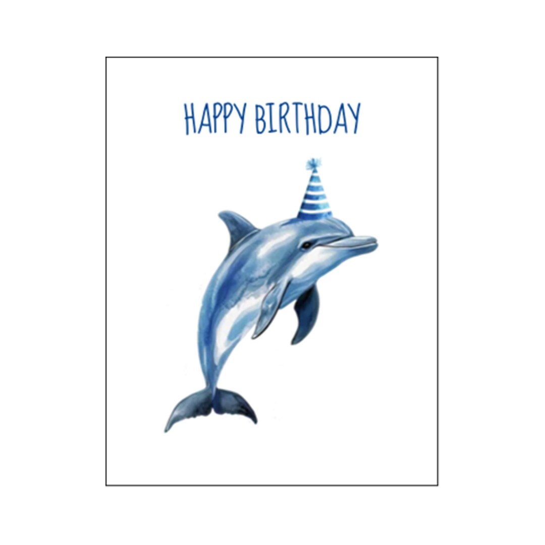 Watercolor Dolphin Birthday Card · Watercolor Birthday Card · Dolphin ...