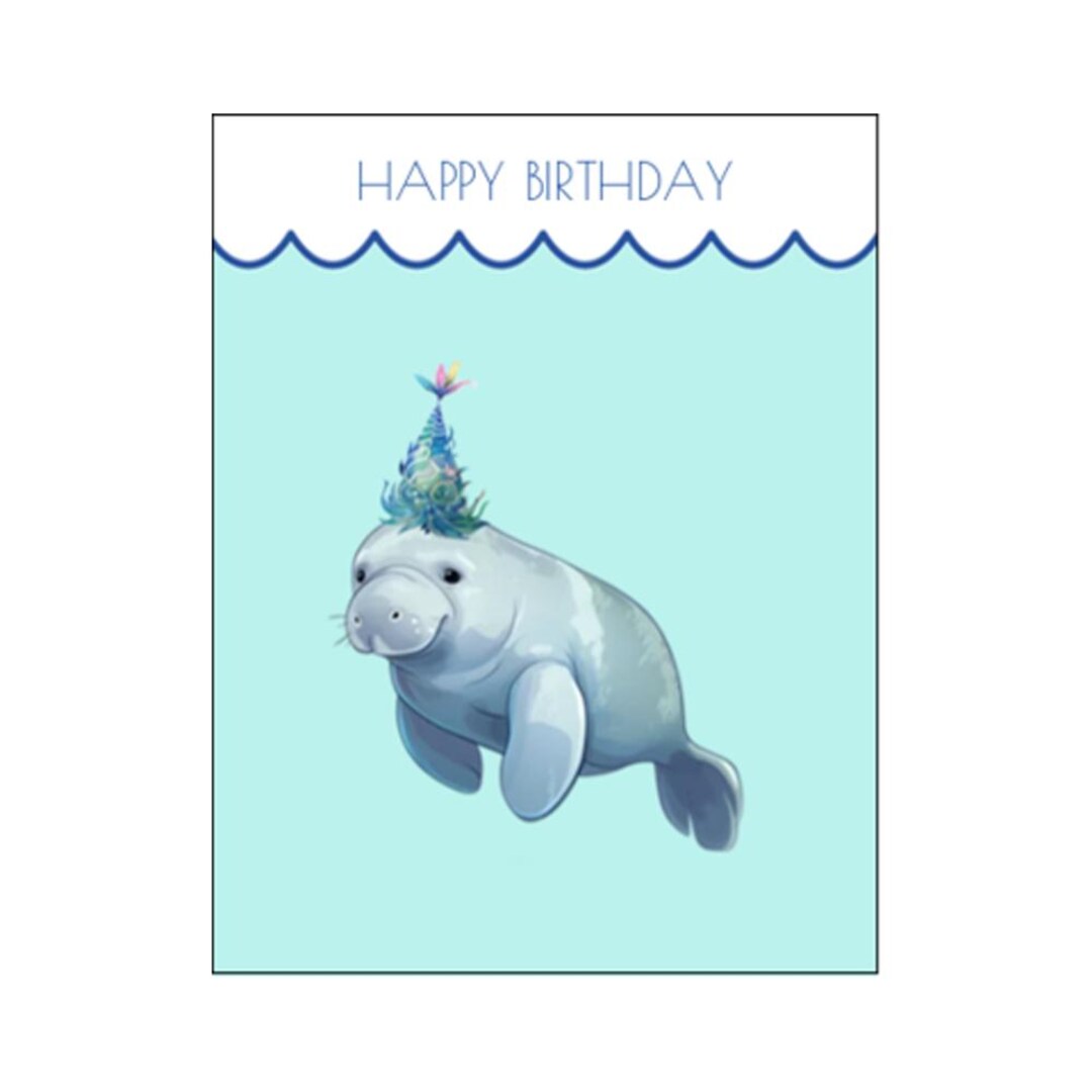 Manatee Birthday Card - Etsy