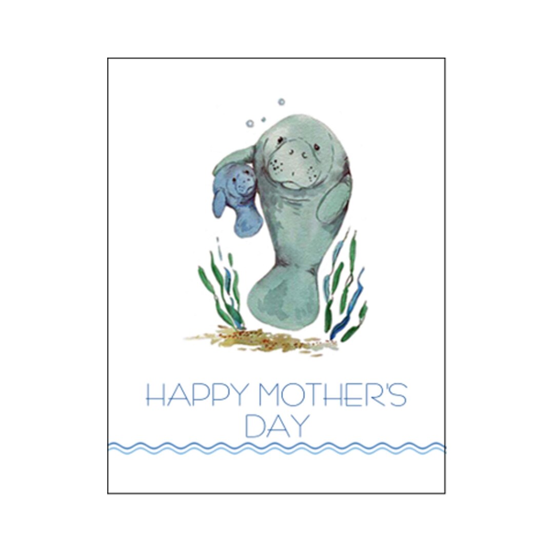 Manatee Mothers Day Card Mothers Day Card Manatee Card - Etsy