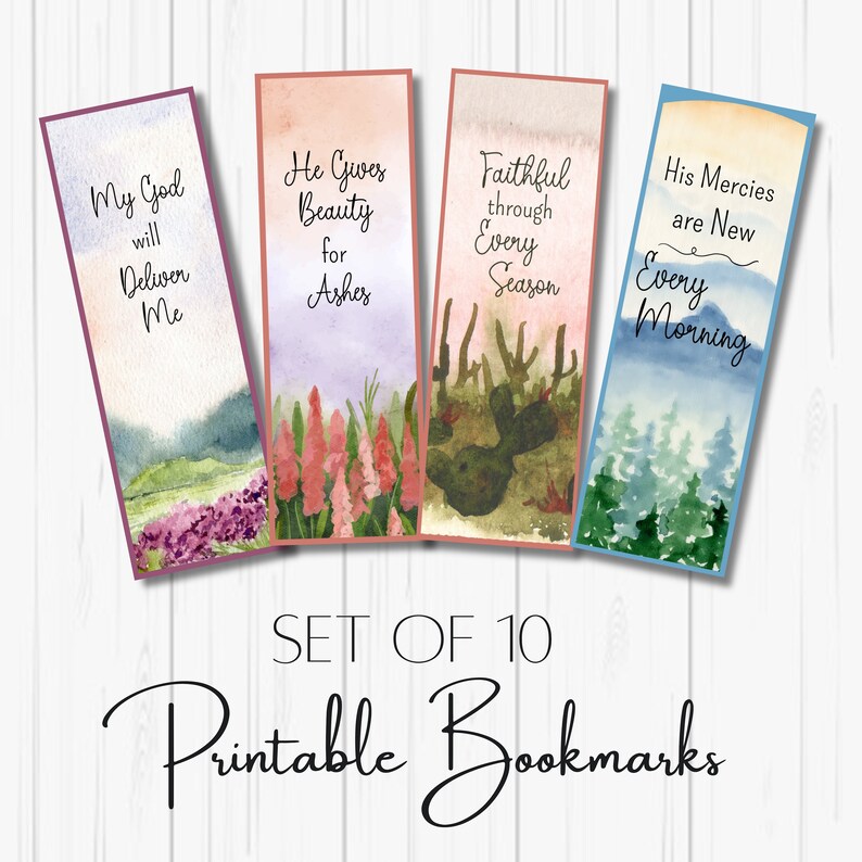 Watercolor Bible Verse Bookmarks, Christian Bookmarks, Instant Download ...
