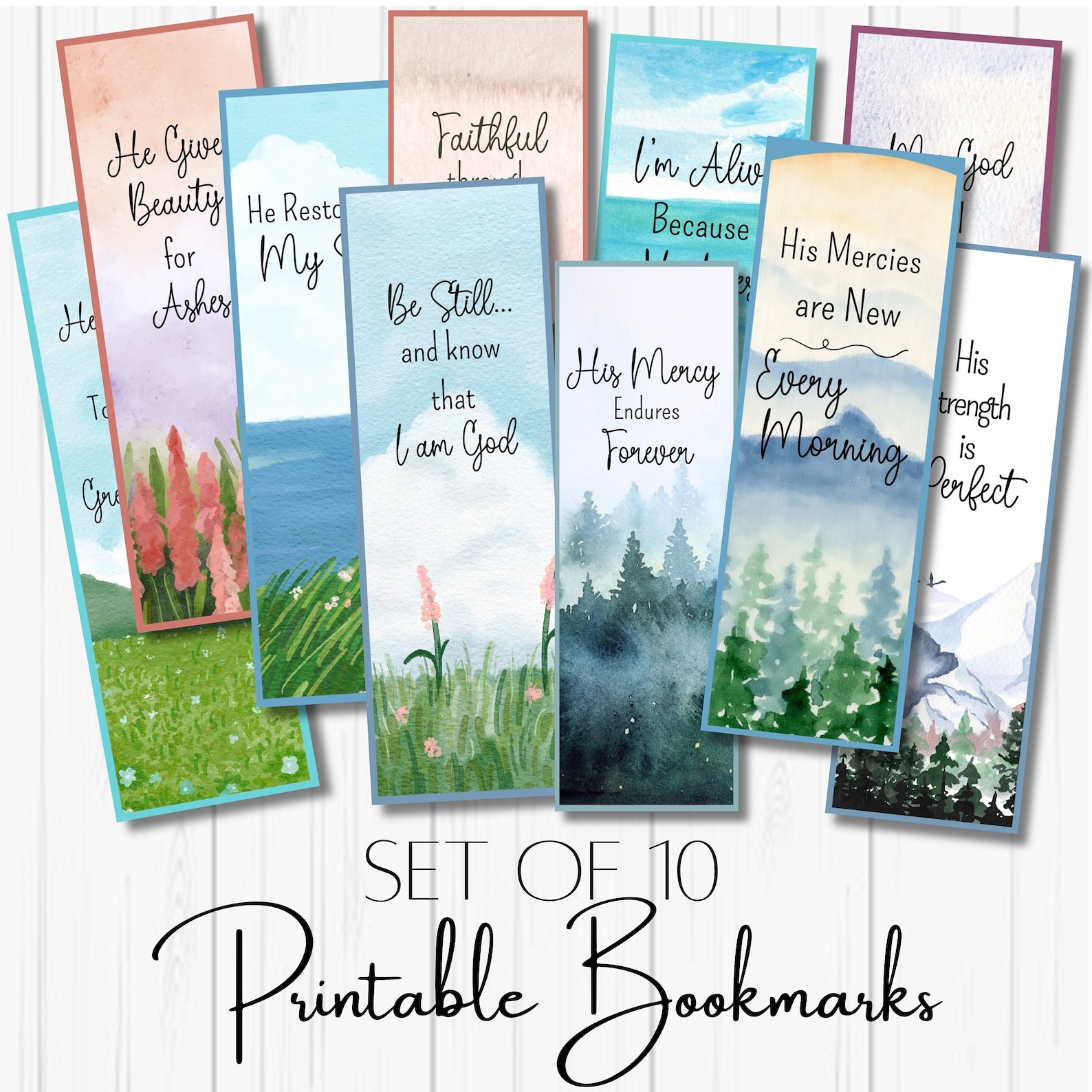 Bookmark, Bookmarks, Printable, Downloadable, Watercolor, Watercolor ...
