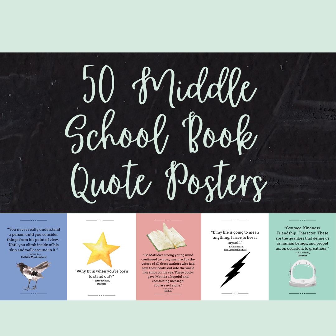 50 Book Posters for Middle School I Book Quotes I Middle School ...