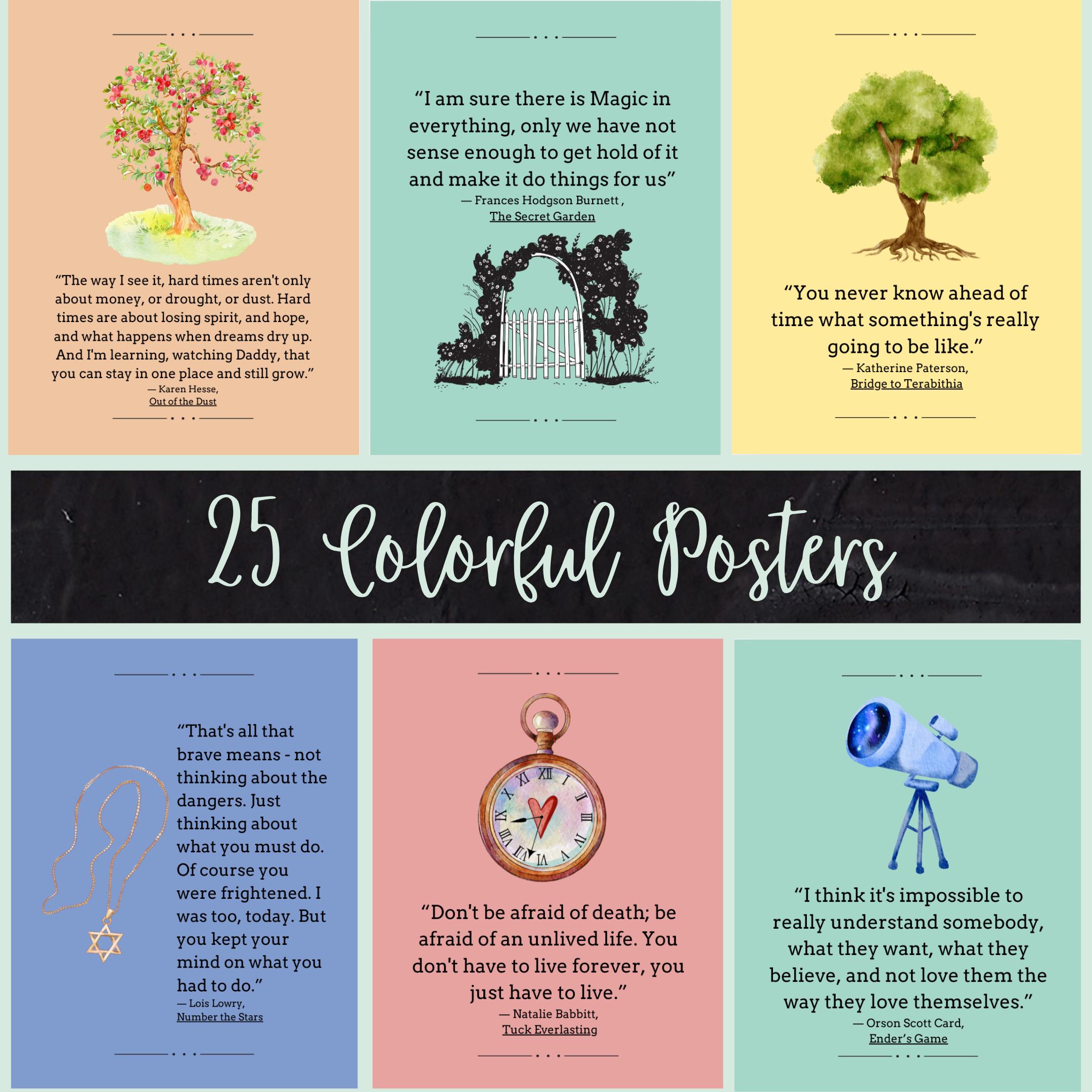 50 Book Posters for Middle School I Book Quotes I Middle School ...