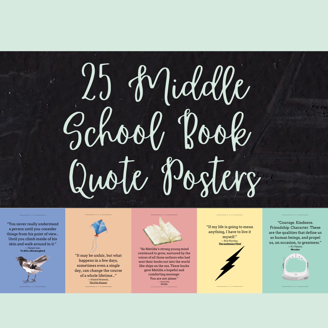 25 Book Posters for Middle School I Book Quotes I Middle School ...