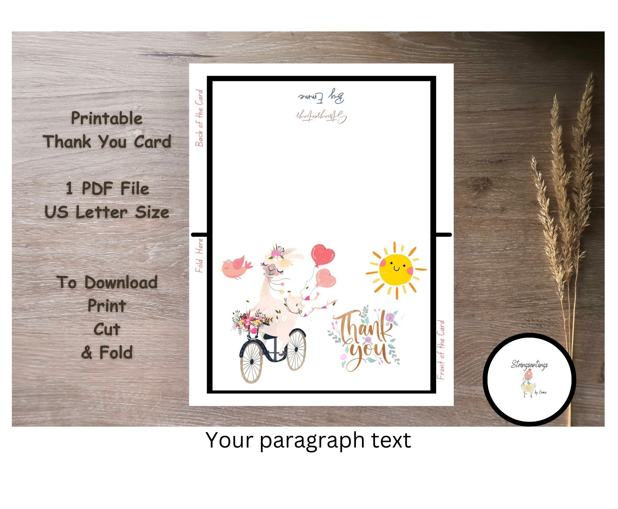 Printable Alpaca Thank You Card. Instant Download. - Etsy