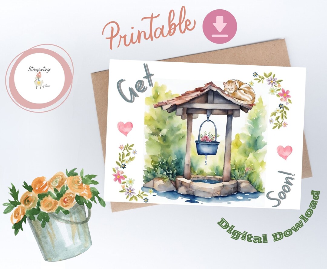 Cute Get Well Soon Greeting Card. Instant Digital Download. Printable ...