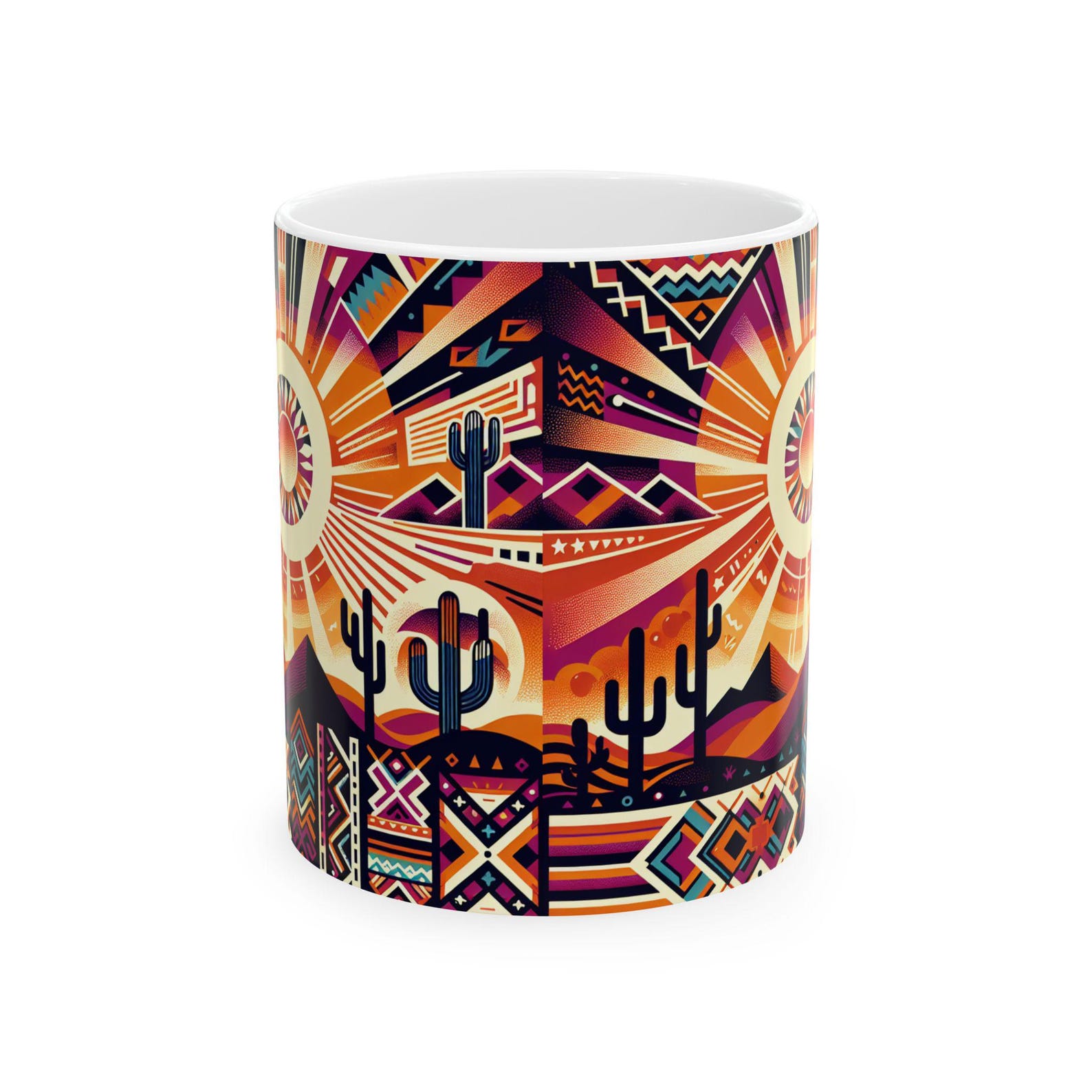 Southwestern Sunset Cactus Mug | Ceramic Coffee Cup - Etsy