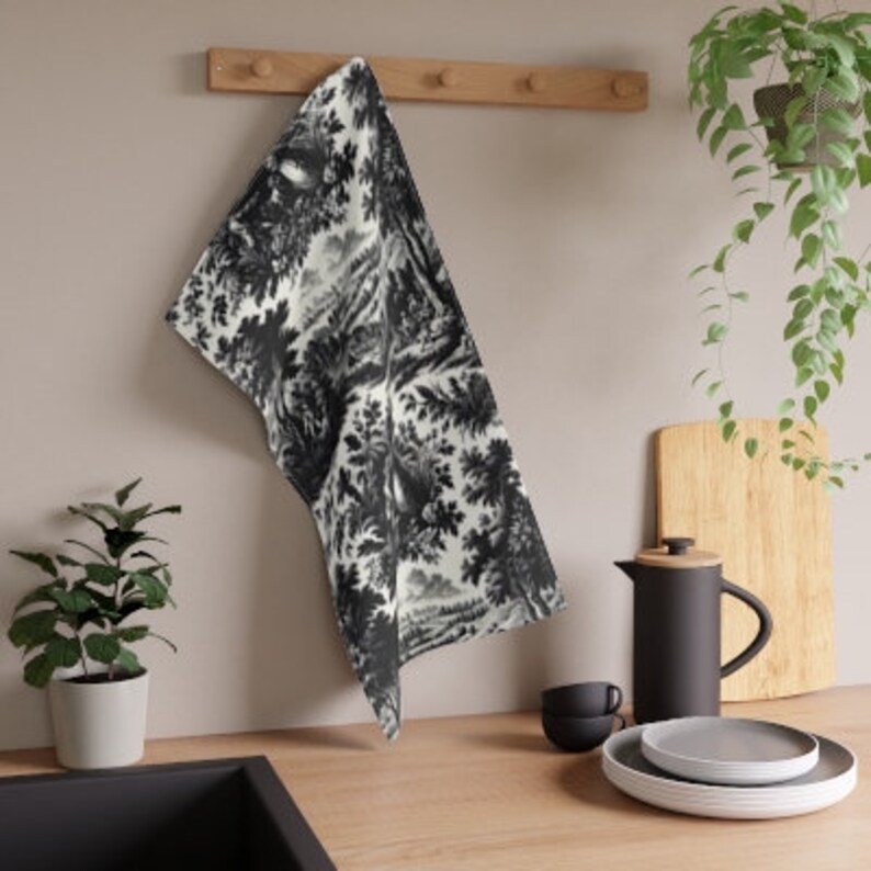 Black Toile Towel Toile Towel Toile De Jouy Towel Blue Toile Kitchen ...