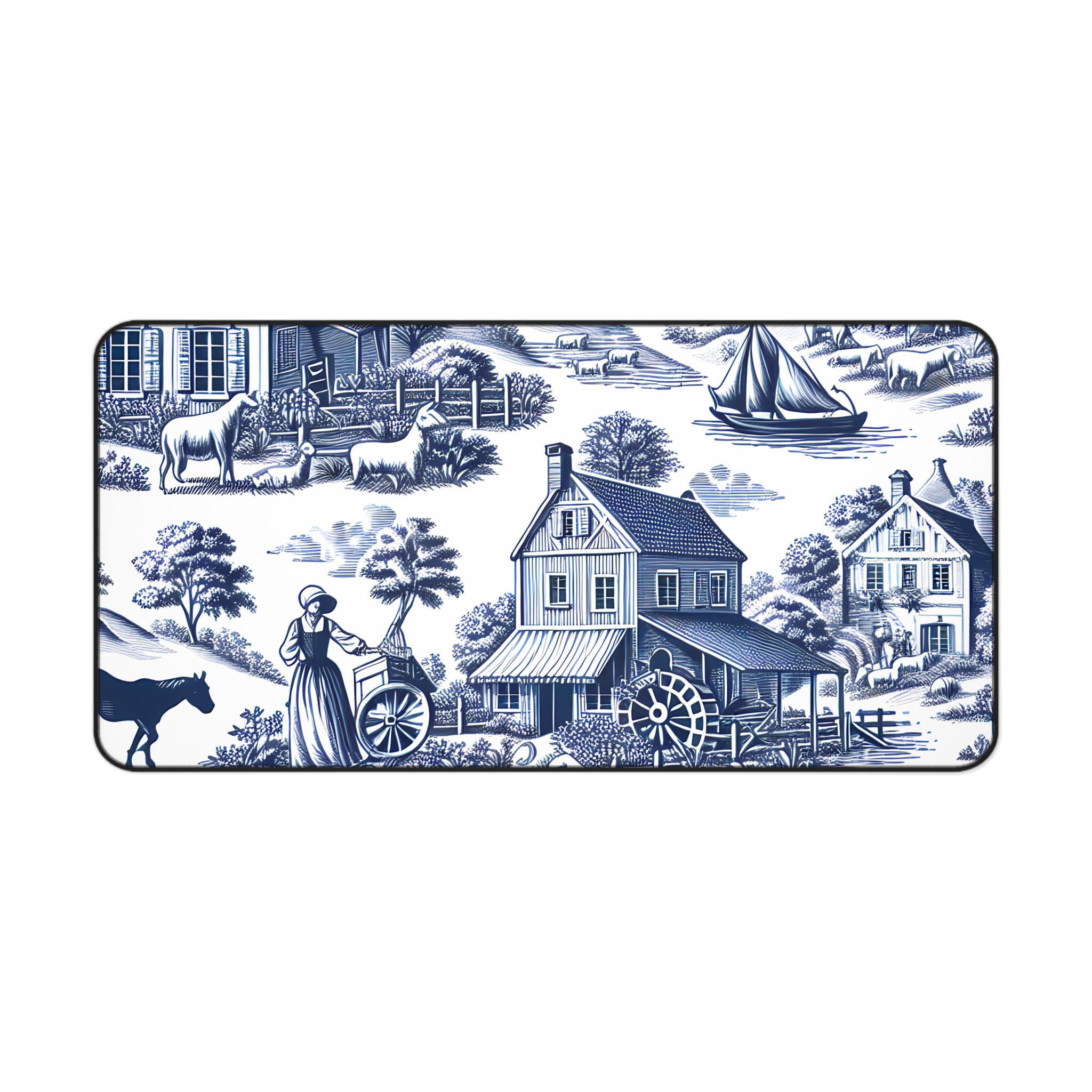 Toile De Jouy Desk Mat - Rustic Farmhouse, Shabby Chic, French Toile ...