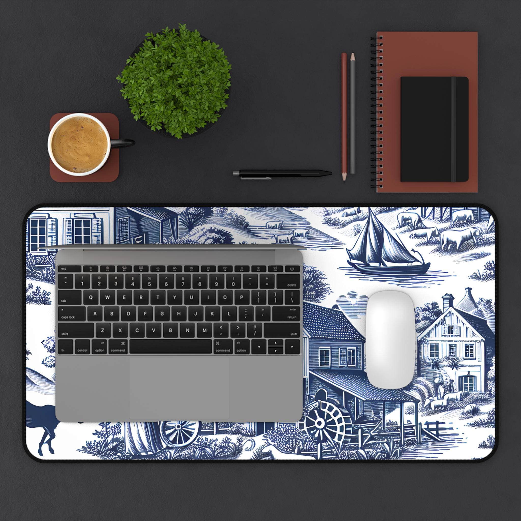 Toile De Jouy Desk Mat - Rustic Farmhouse, Shabby Chic, French Toile ...