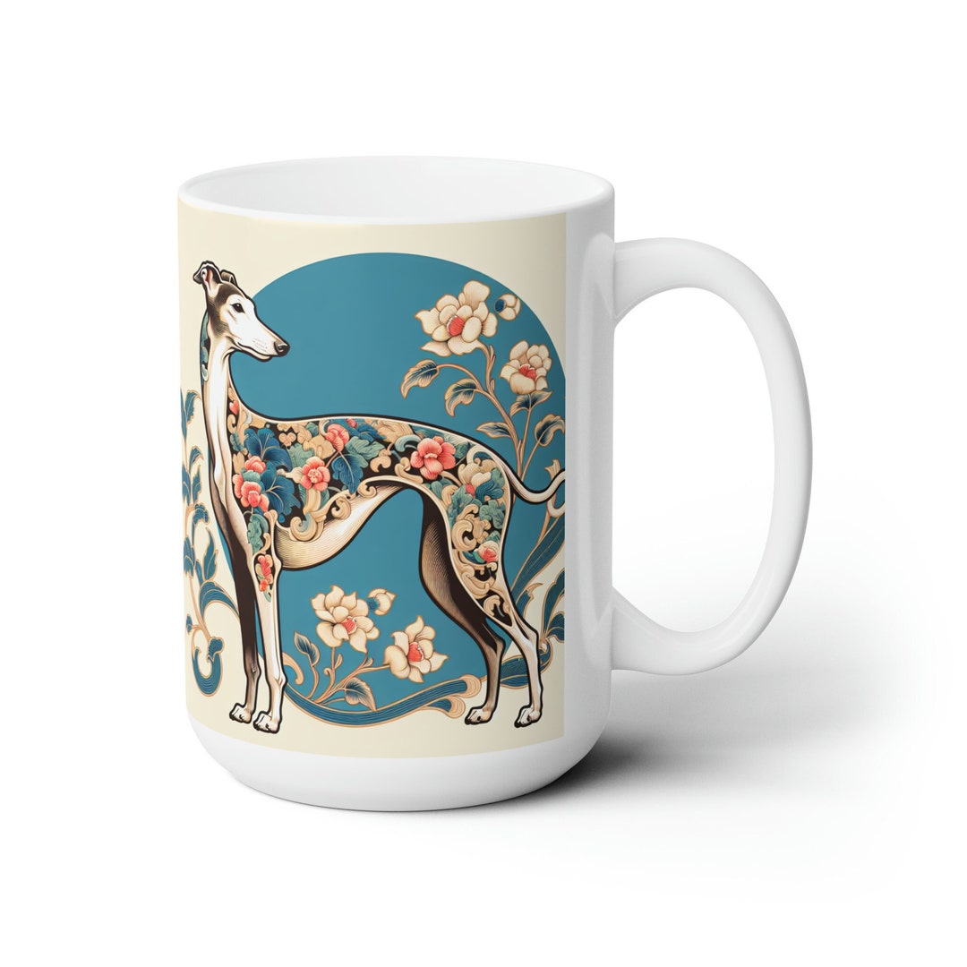 Italy Greyhound Mug Chinoiserie Design Gift for Greyhound Cup 15 Oz ...