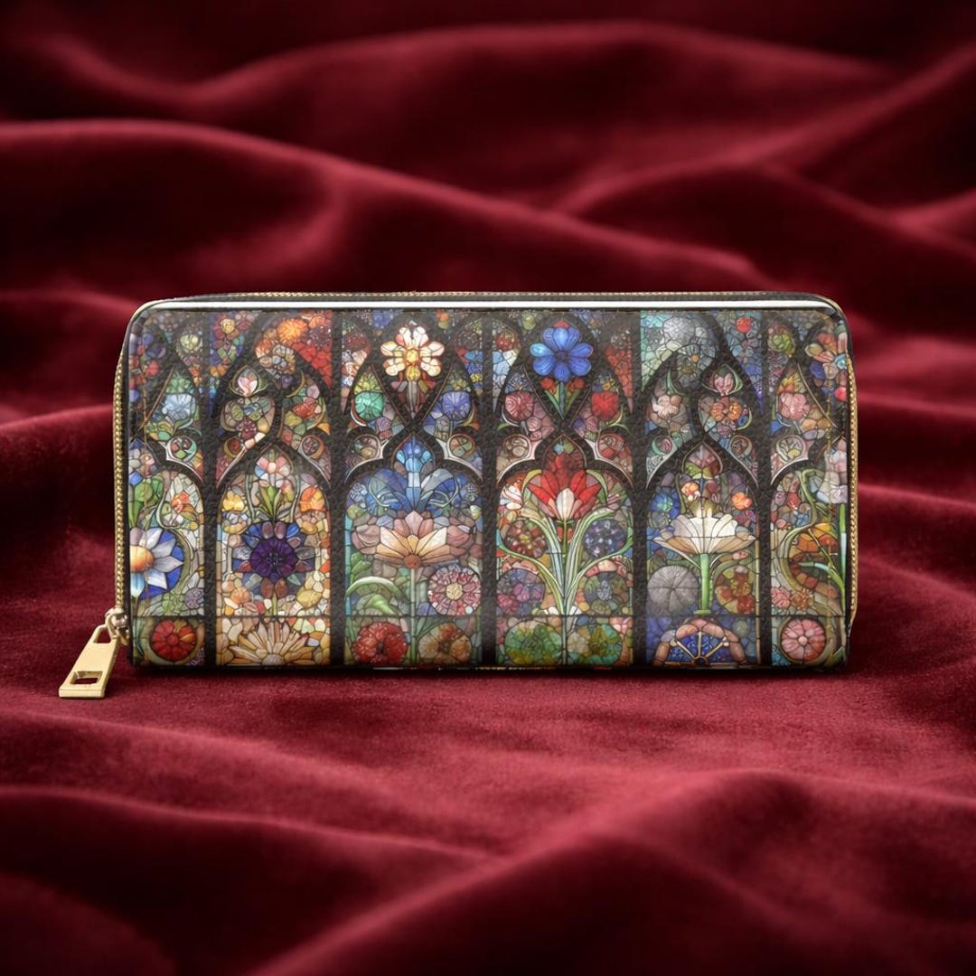Clutch Wallet, Stained Glass Panel Zipper Wallet, Vintage Inspired ...