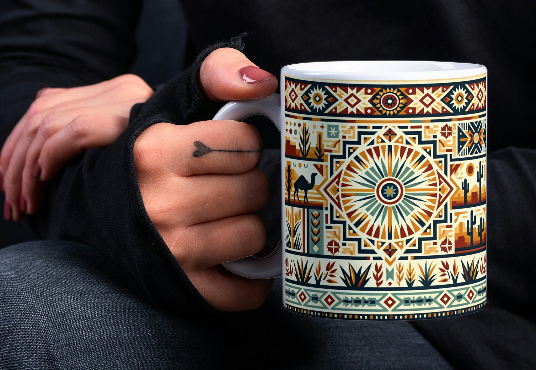 Southwestern Mug Handcrafted Motif Ceramic 15 Oz Gift for Her Arizona ...