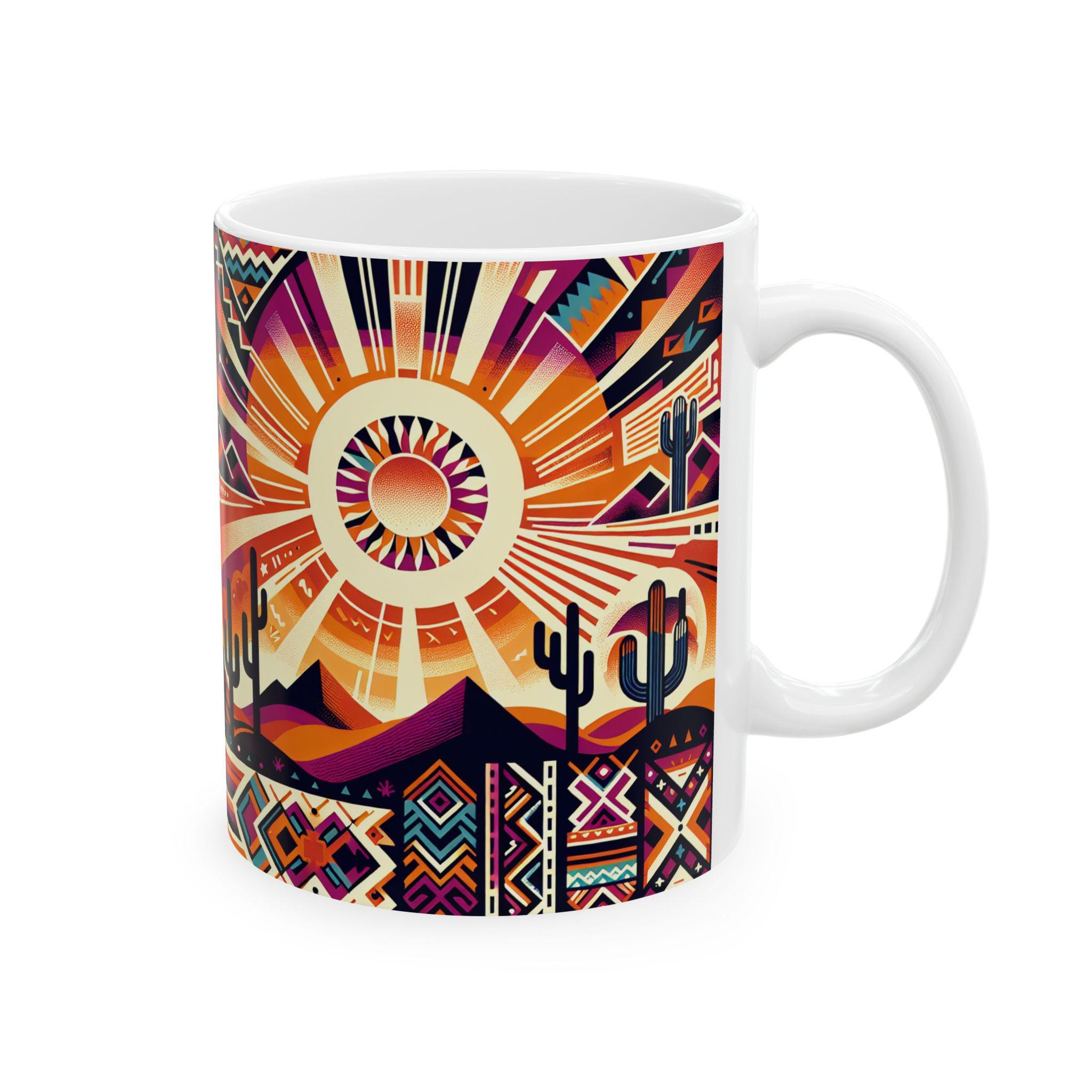 Southwestern Sunset Cactus Mug | Ceramic Coffee Cup - Etsy