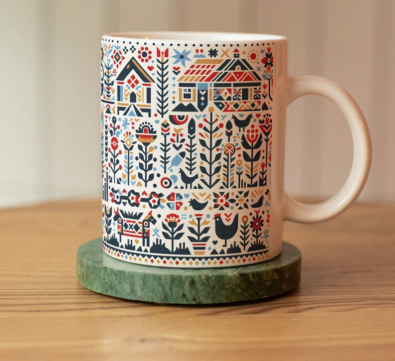 America Colonial PA Dutch Folkart Designs Coffee Cup Pennsylvania Dutch ...