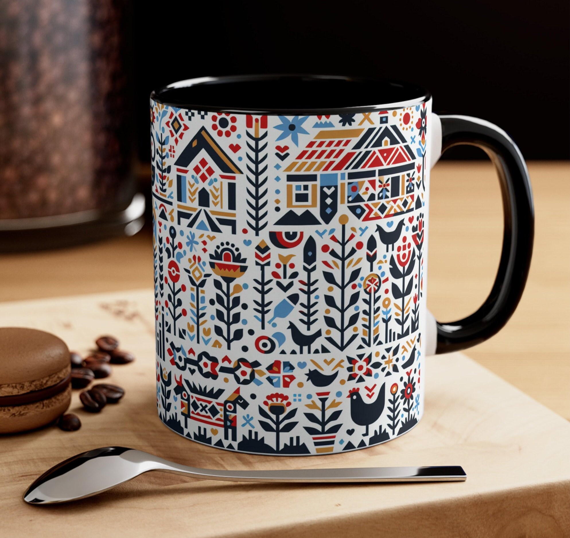 America Colonial PA Dutch Folkart Designs Coffee Cup Pennsylvania Dutch ...