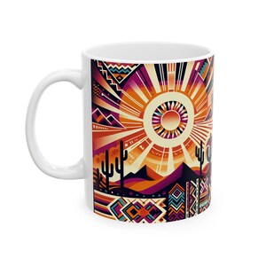 Southwestern Sunset Cactus Mug | Ceramic Coffee Cup - Etsy