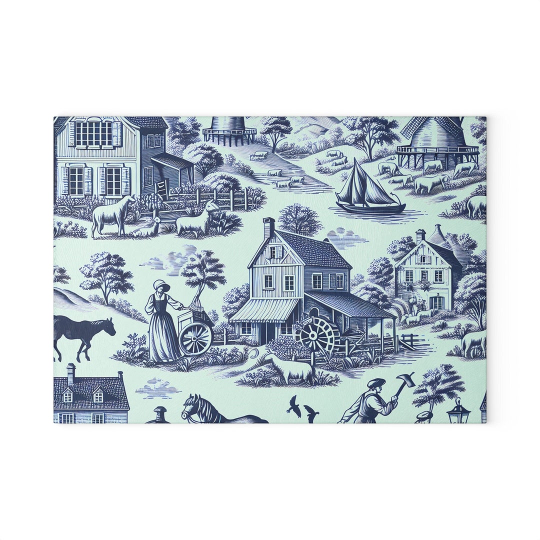 Blue and White Cutting Board Blue Toile Cutting Board Housewarming Gift ...