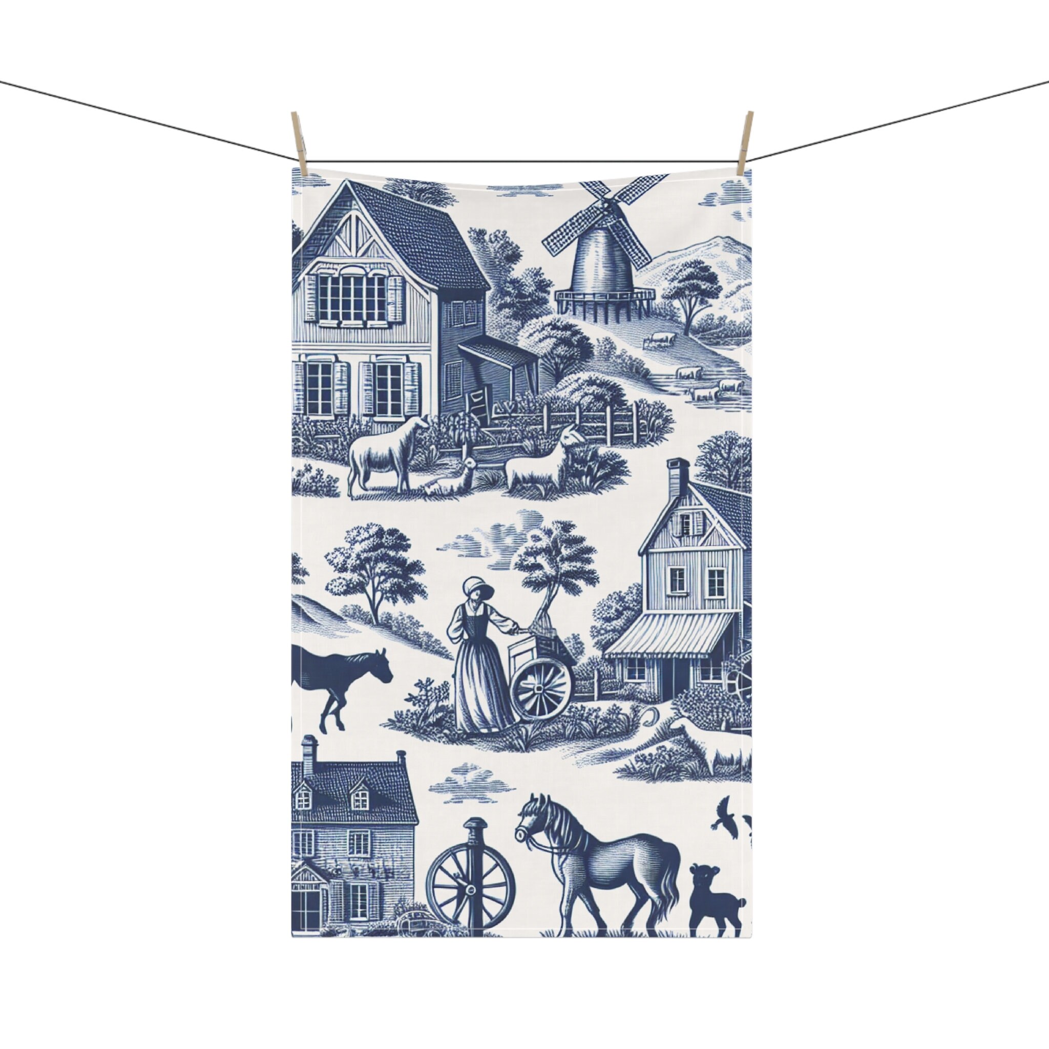 Black Toile Towel Toile Towel Toile De Jouy Towel Blue Toile Kitchen ...