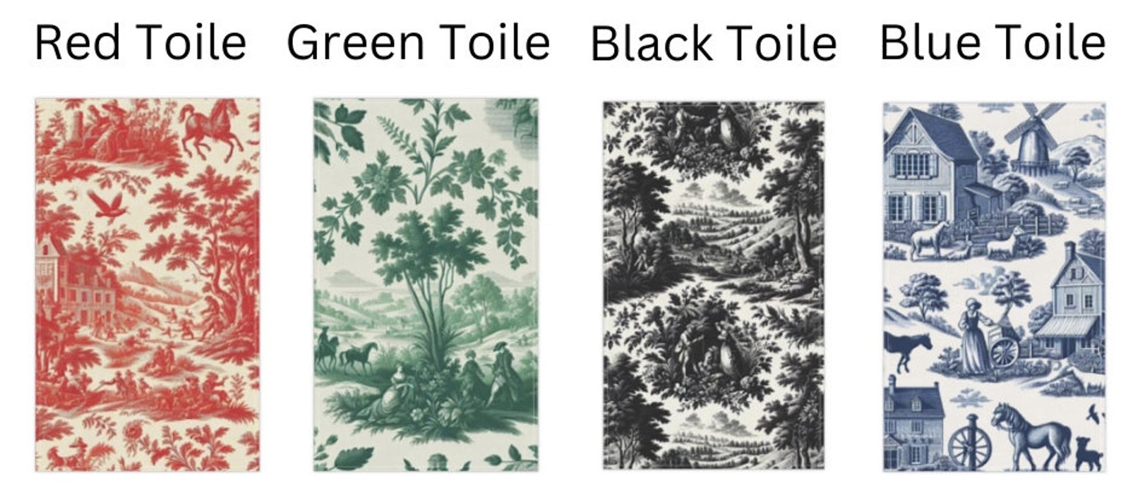 Black Toile Towel Toile Towel Toile De Jouy Towel Blue Toile Kitchen ...
