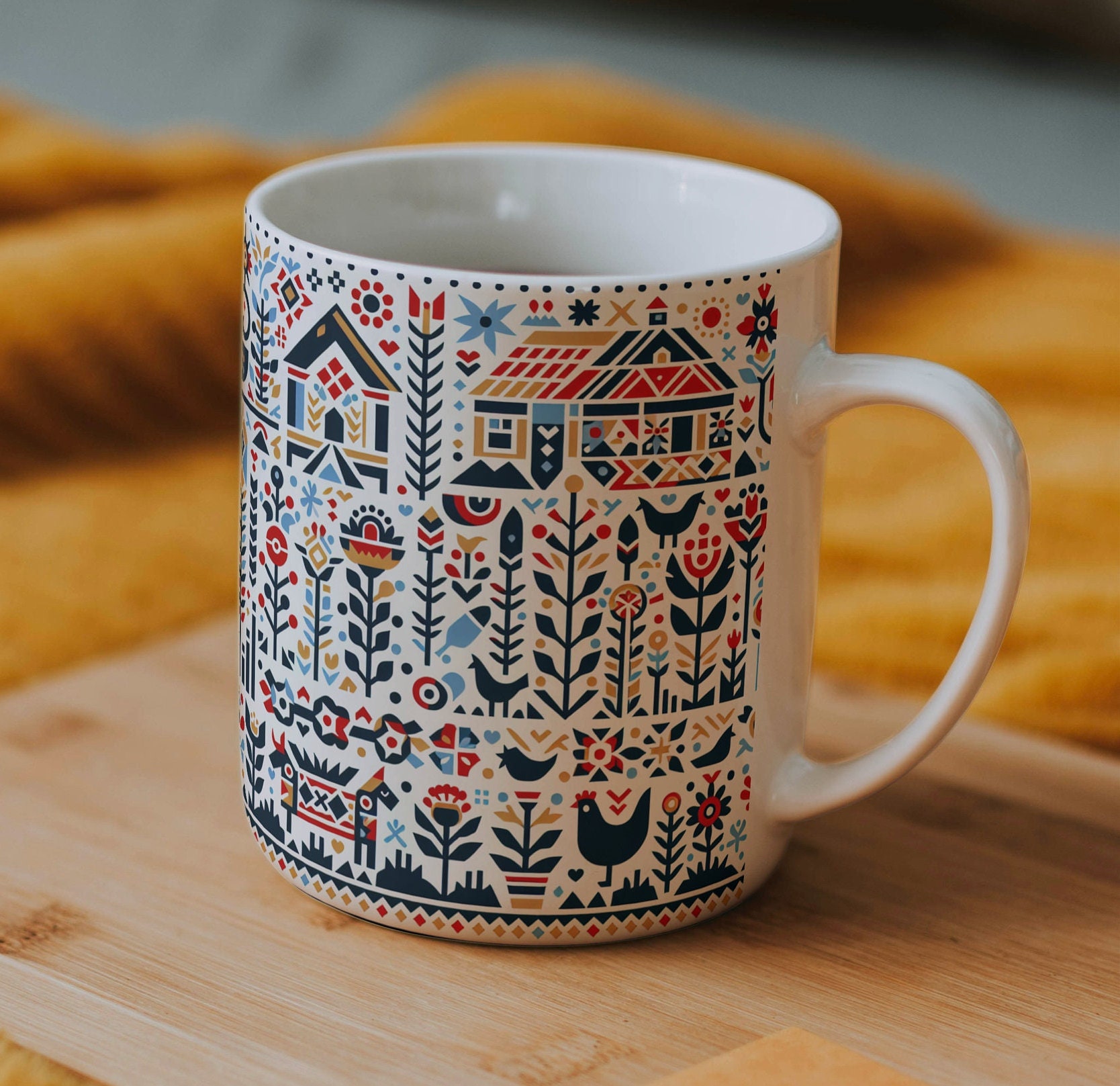 America Colonial PA Dutch Folkart Designs Coffee Cup Pennsylvania Dutch ...