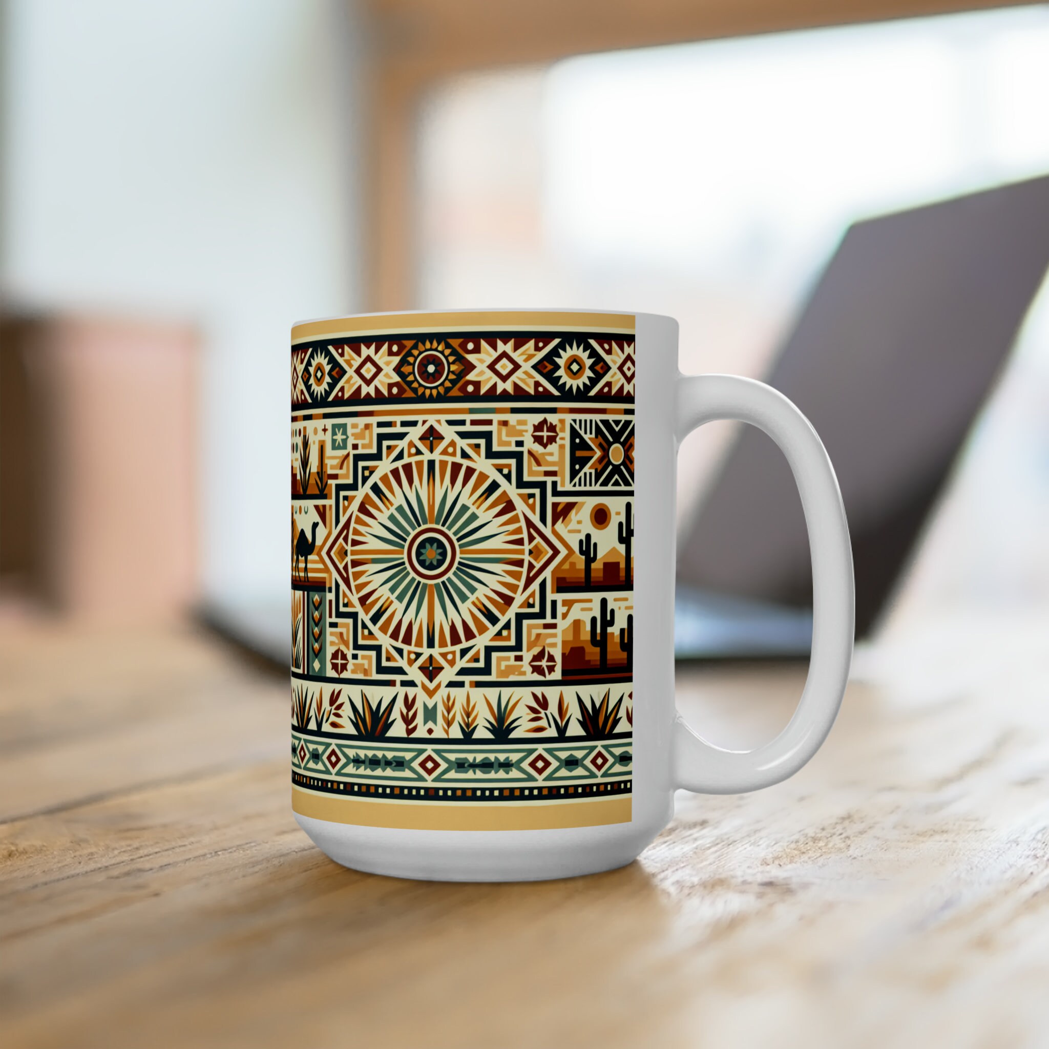 Southwestern Mug Handcrafted Motif Ceramic 15 Oz Gift for Her Arizona ...