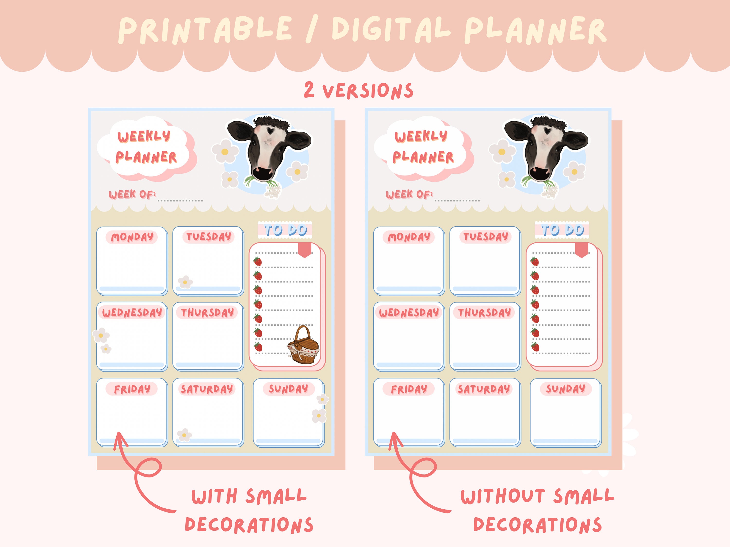 Cute Weekly Planner | Printable Planner | Instant Digital Download ...