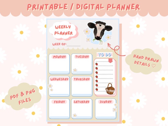 Cute Weekly Planner Printable Planner Instant Digital - Etsy
